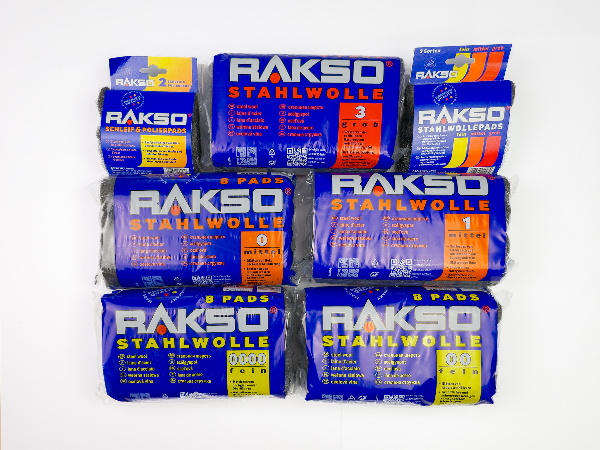 Stahlwolle RAKSO 8 Pads 160 g - Zinn Gießerei Göhler